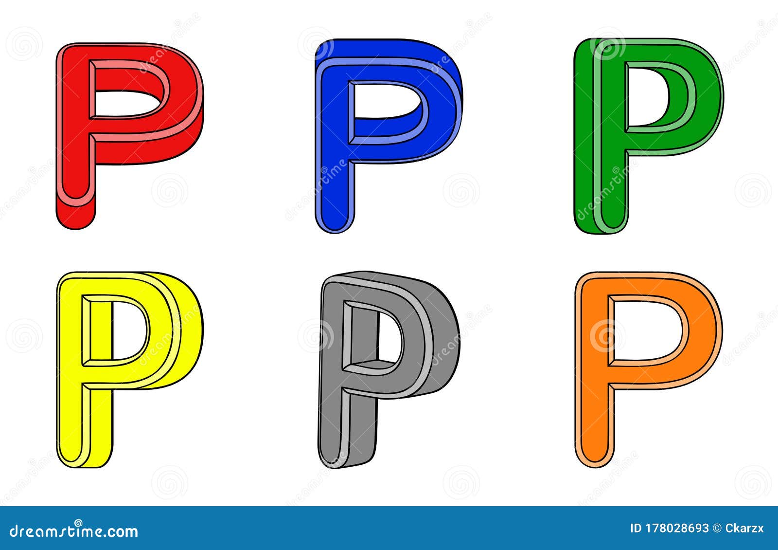 Six Multicolored Letter P 3d Stock Vector - Illustration of colored ...