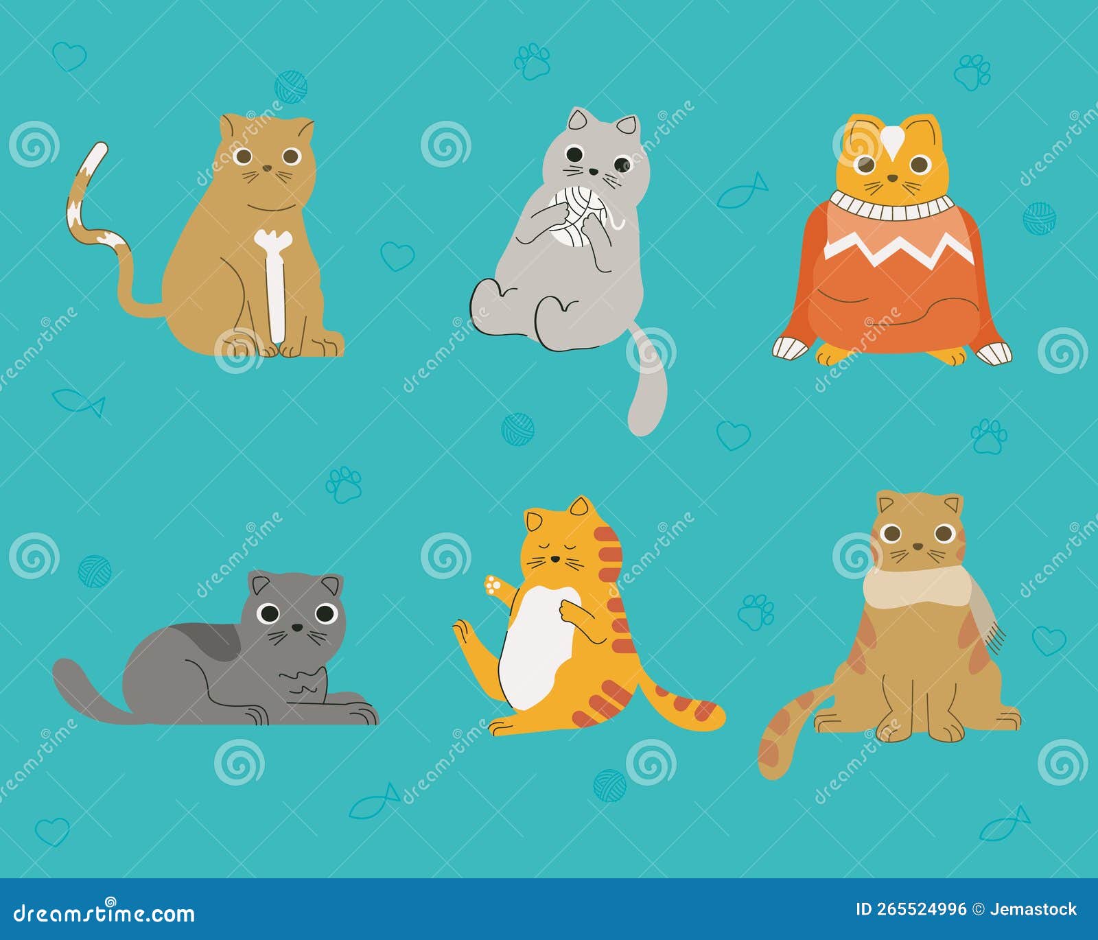 Six little cats stock vector. Illustration of feline - 265524996