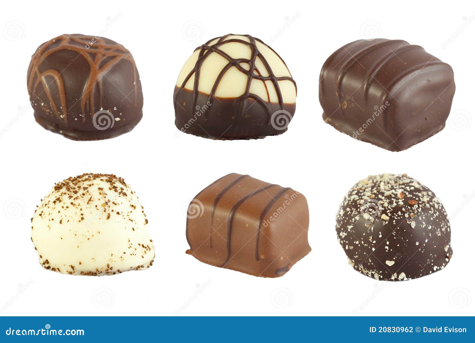 Six luxury chocolates. stock photo. Image of brown, heap - 20830962