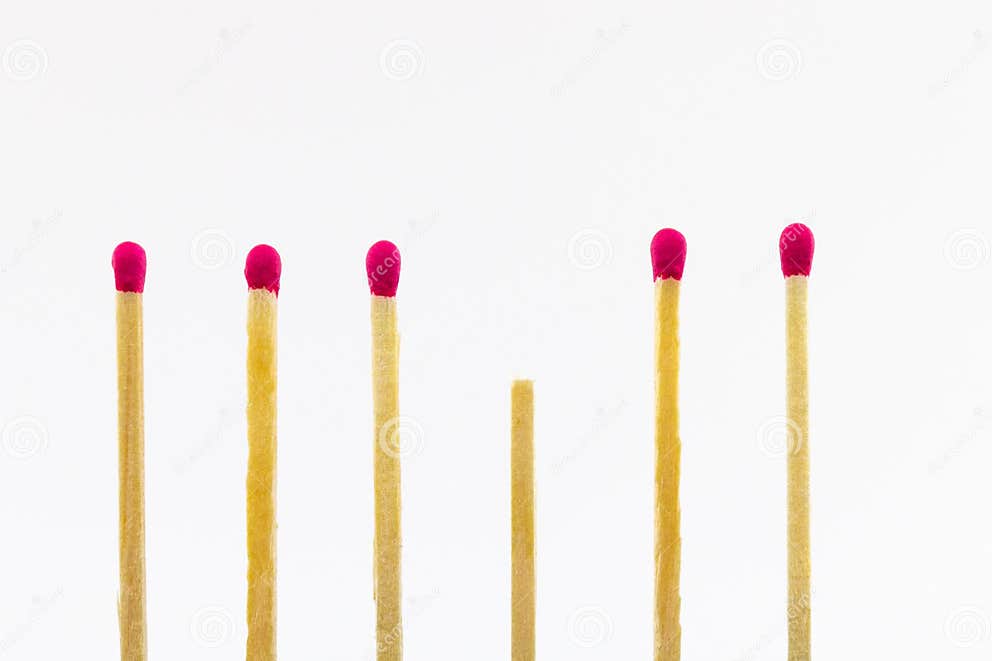 Six matches, one broken stock image. Image of light, broken - 45158077