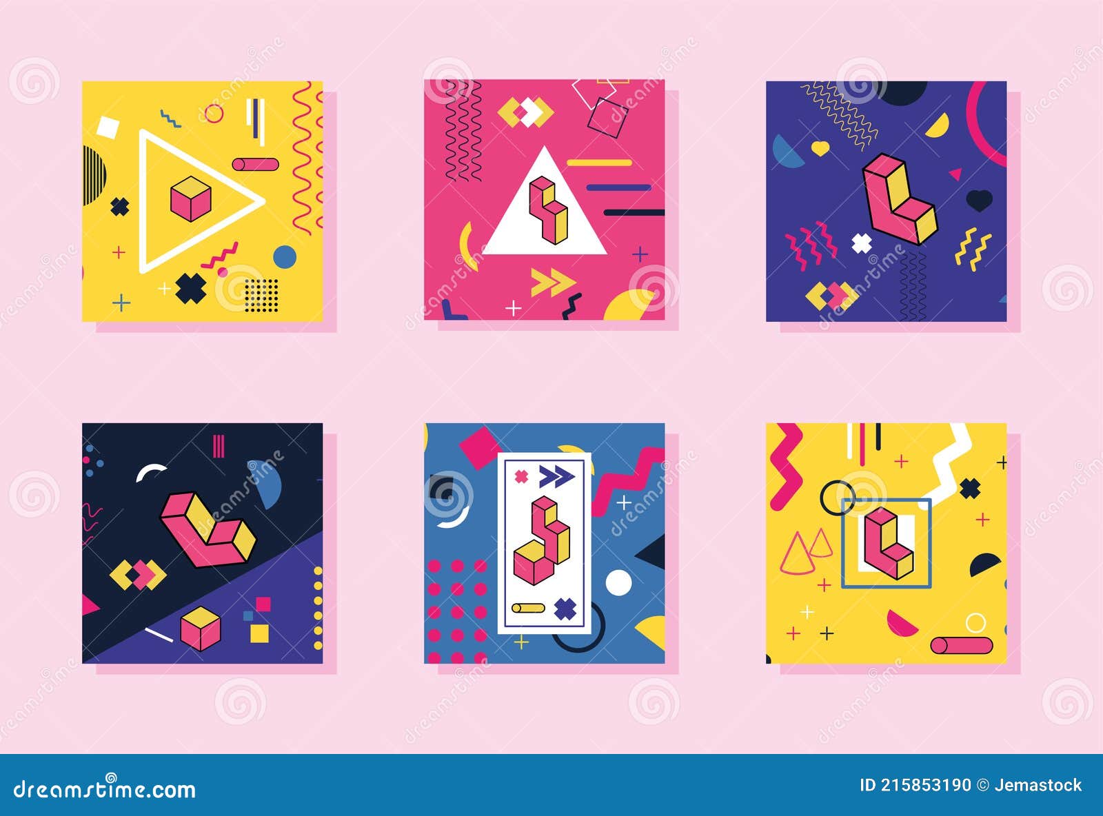 Six memphis backgrounds stock vector. Illustration of figures - 215853190