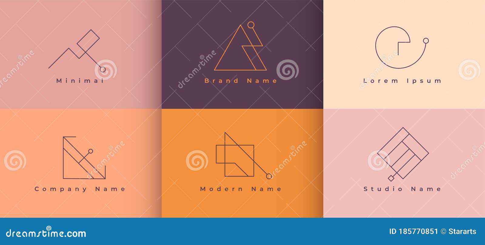 Six Minimal Brand Logo Style Collection Design Stock Vector ...