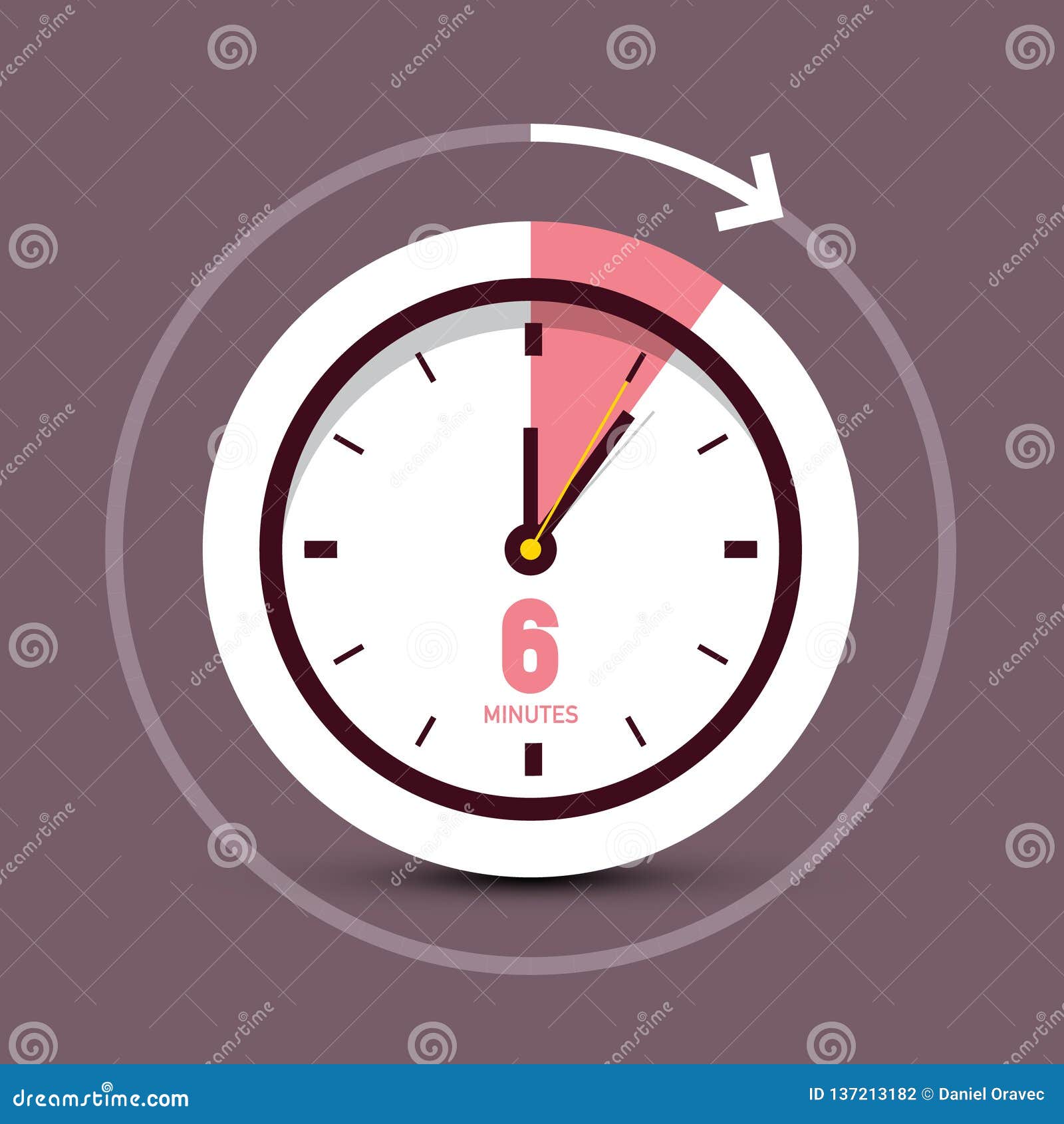 Six Minutes Retro Vector Clock Icon Stock Vector - Illustration of ...
