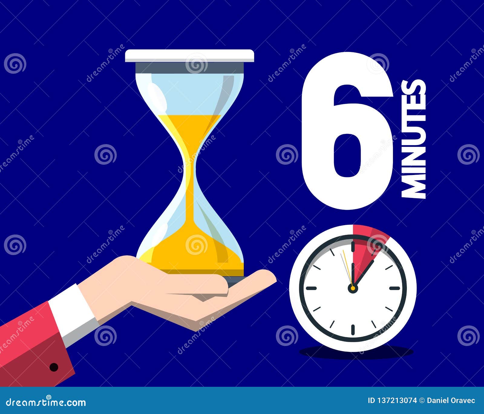 6 Six Minutes Vector Time Symbol with Clock Stock Vector - Illustration ...