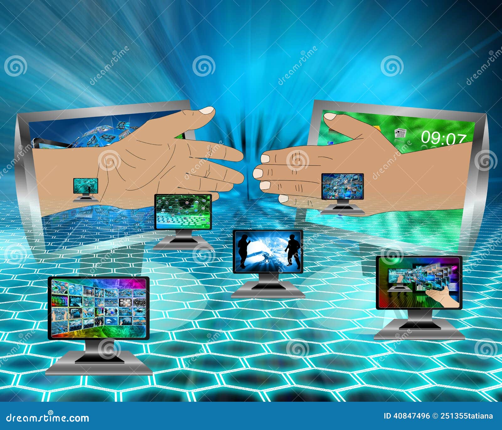 Six monitors stock illustration. Illustration of data - 40847496