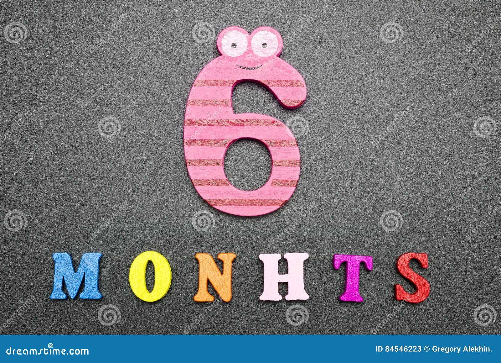 Six Months on a Black Background. Stock Image - Image of reflection ...