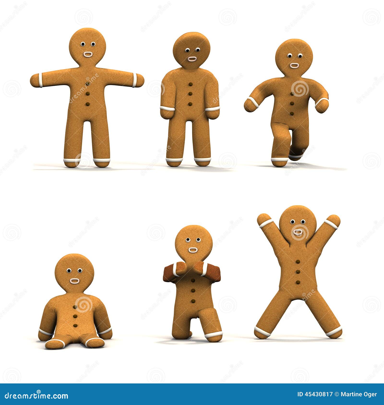 Six Moving Gingerbread Man. Stock Illustration - Illustration of ...