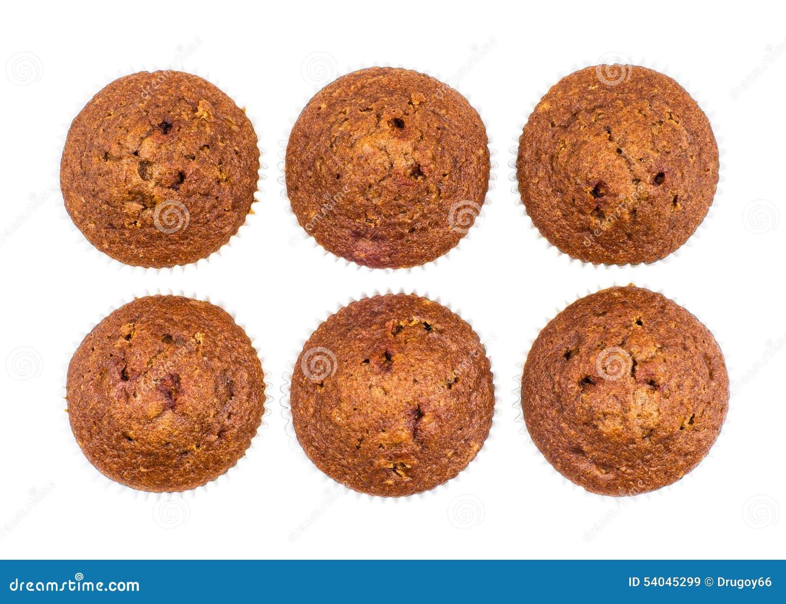Six Muffins in Row Isolated on White Stock Image - Image of color ...
