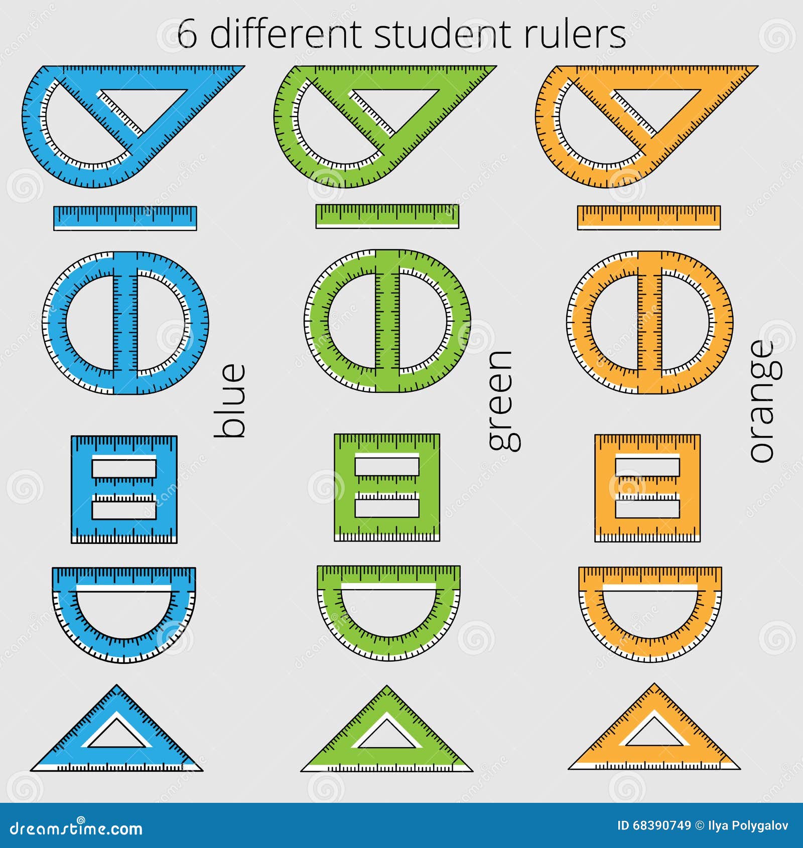 Six Multi-colored Different Rulers of Student Stock Illustration ...