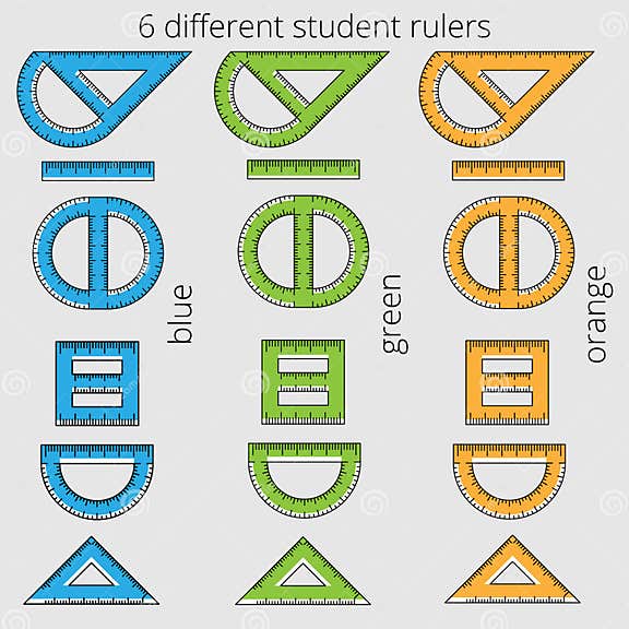 Six Multi-colored Different Rulers of Student Stock Illustration ...