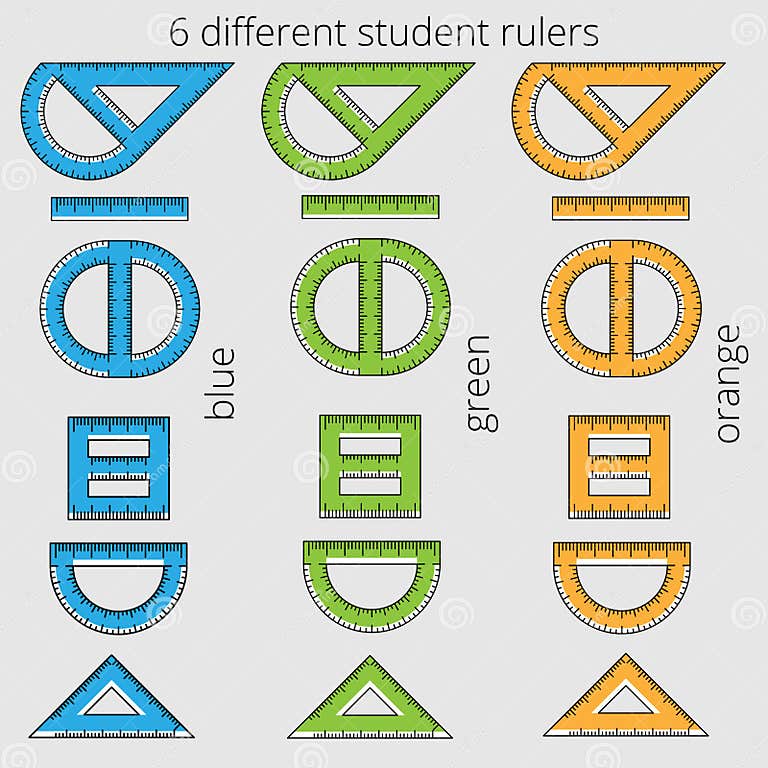 Six Multi-colored Different Rulers of Student Stock Illustration ...