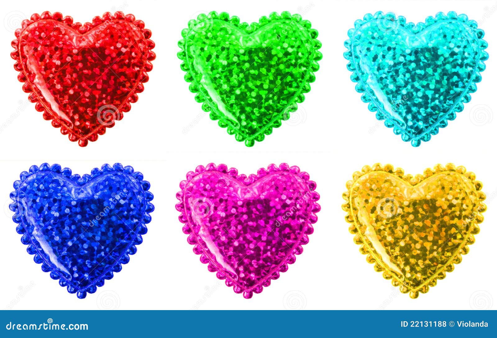 Six Multi-colored Hearts Royalty Free Stock Photos - Image: 22131188