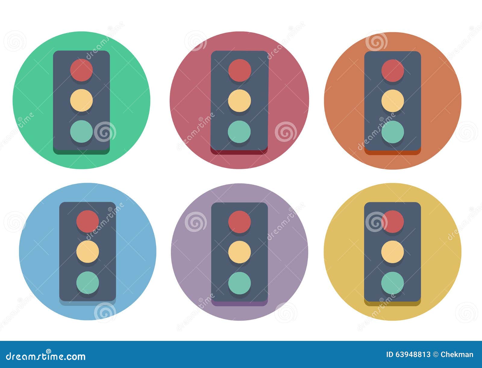 Six Multi-colored Icons of a Traffic Light. Stock Illustration ...