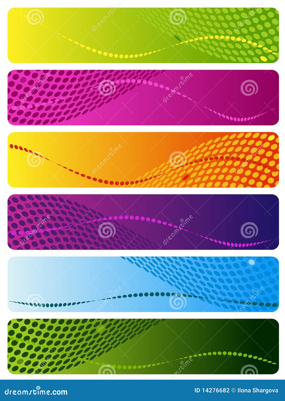 Six multi-coloured banners stock vector. Illustration of element - 14276682