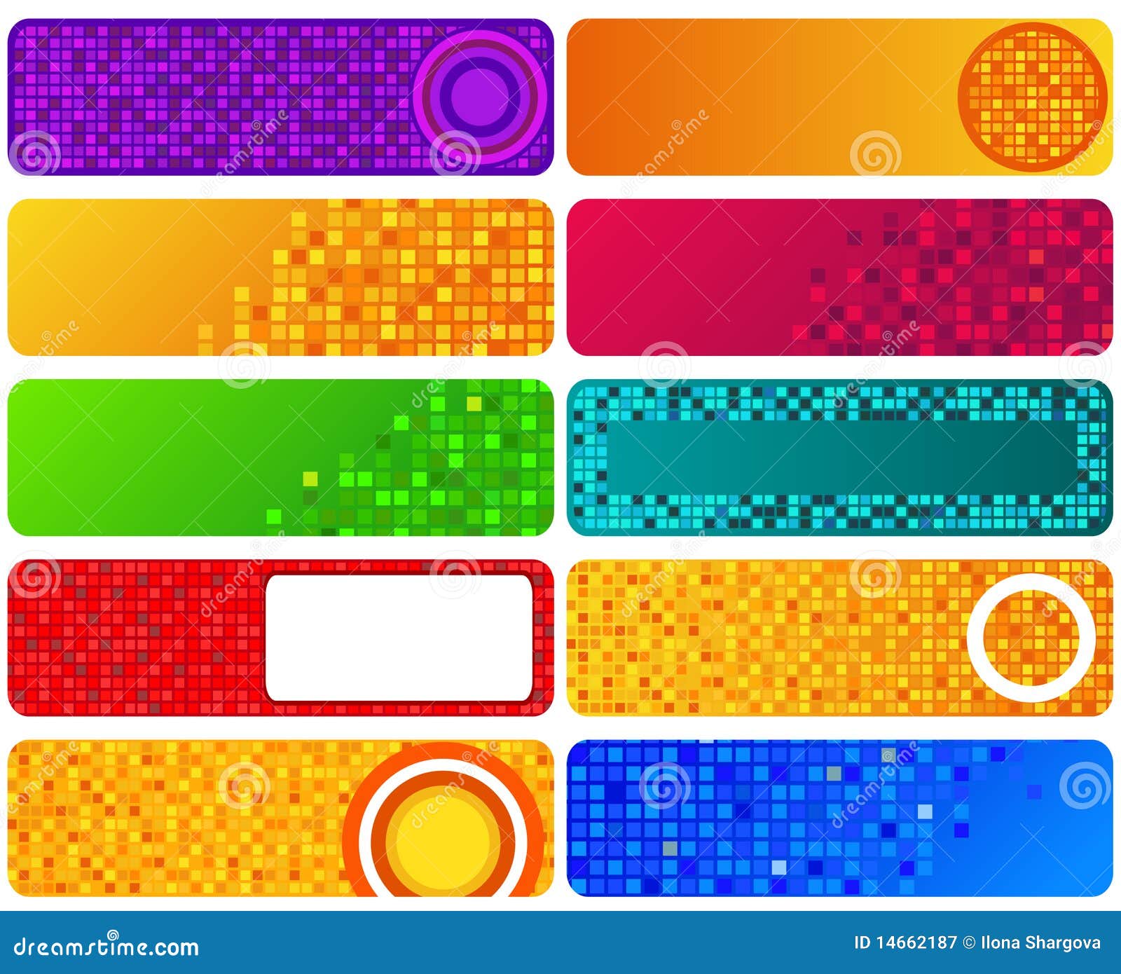 Six multi-coloured banners stock vector. Illustration of horizontal ...