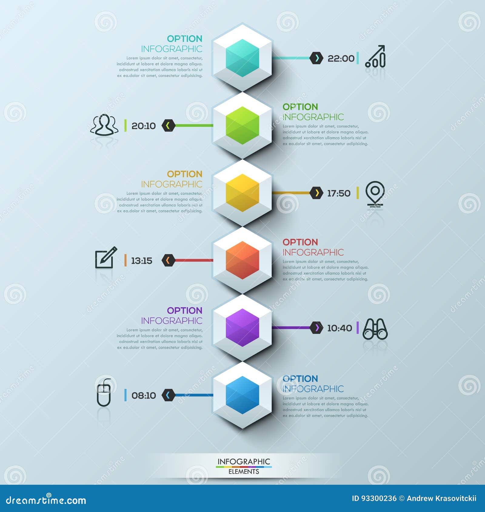 Six Multicolored Hexagons Connected With Text Boxes And Pictograms ... Six Multicolored Hexagons Connected With Text Boxes And Pictograms ...