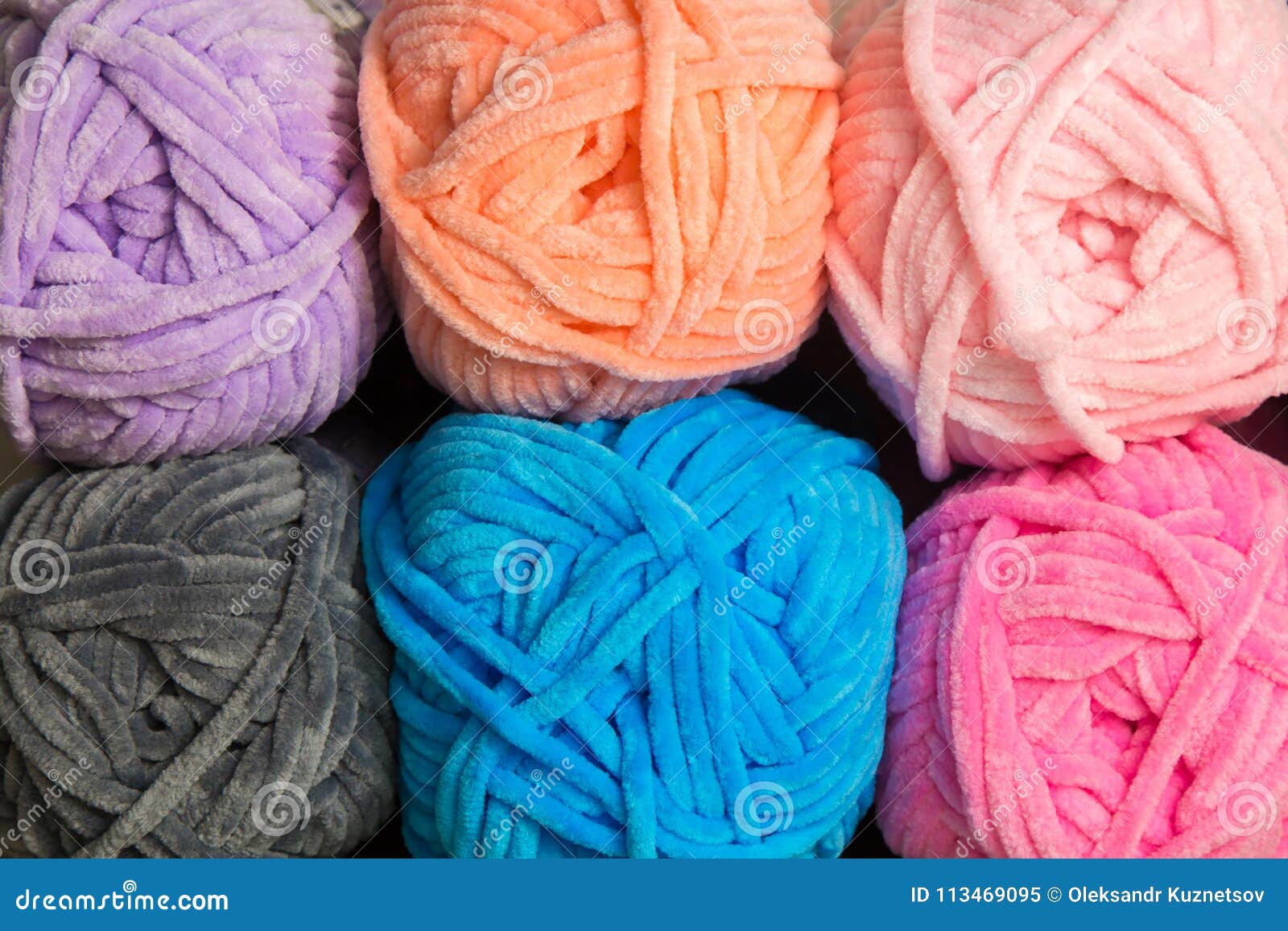 Six Multicolored Tangles of Yarn and Thread for Knitting Stock Image ...