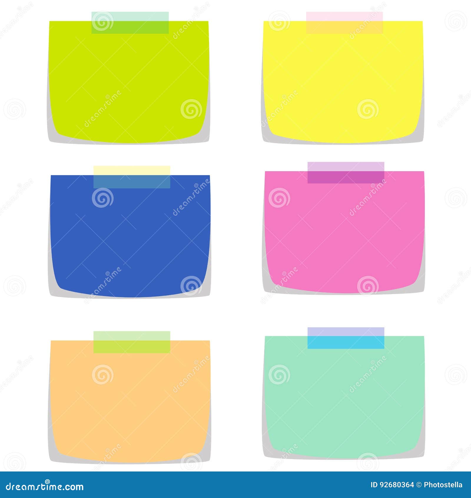 Six Note Papers in Multiple Colors Vector Stock Vector - Illustration ...