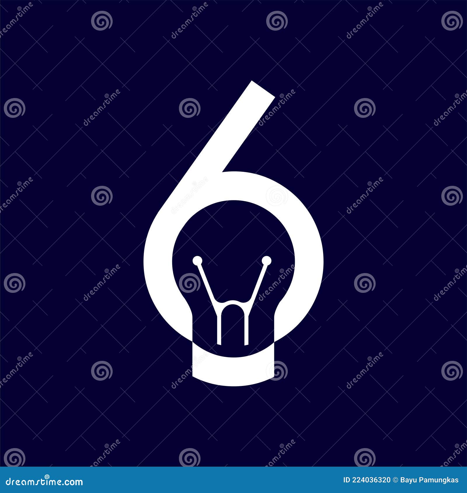 Six Number with Smart Bulb Logo Vector Element. Number with Negative ...