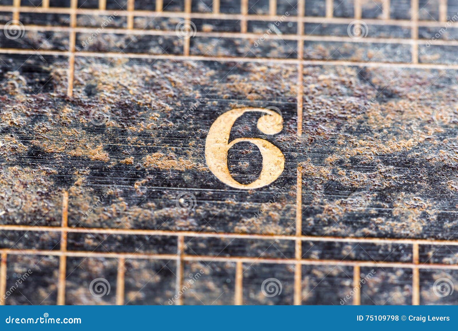 SIX stock photo. Image of vintage, rusty, numeral, inscribed - 75109798