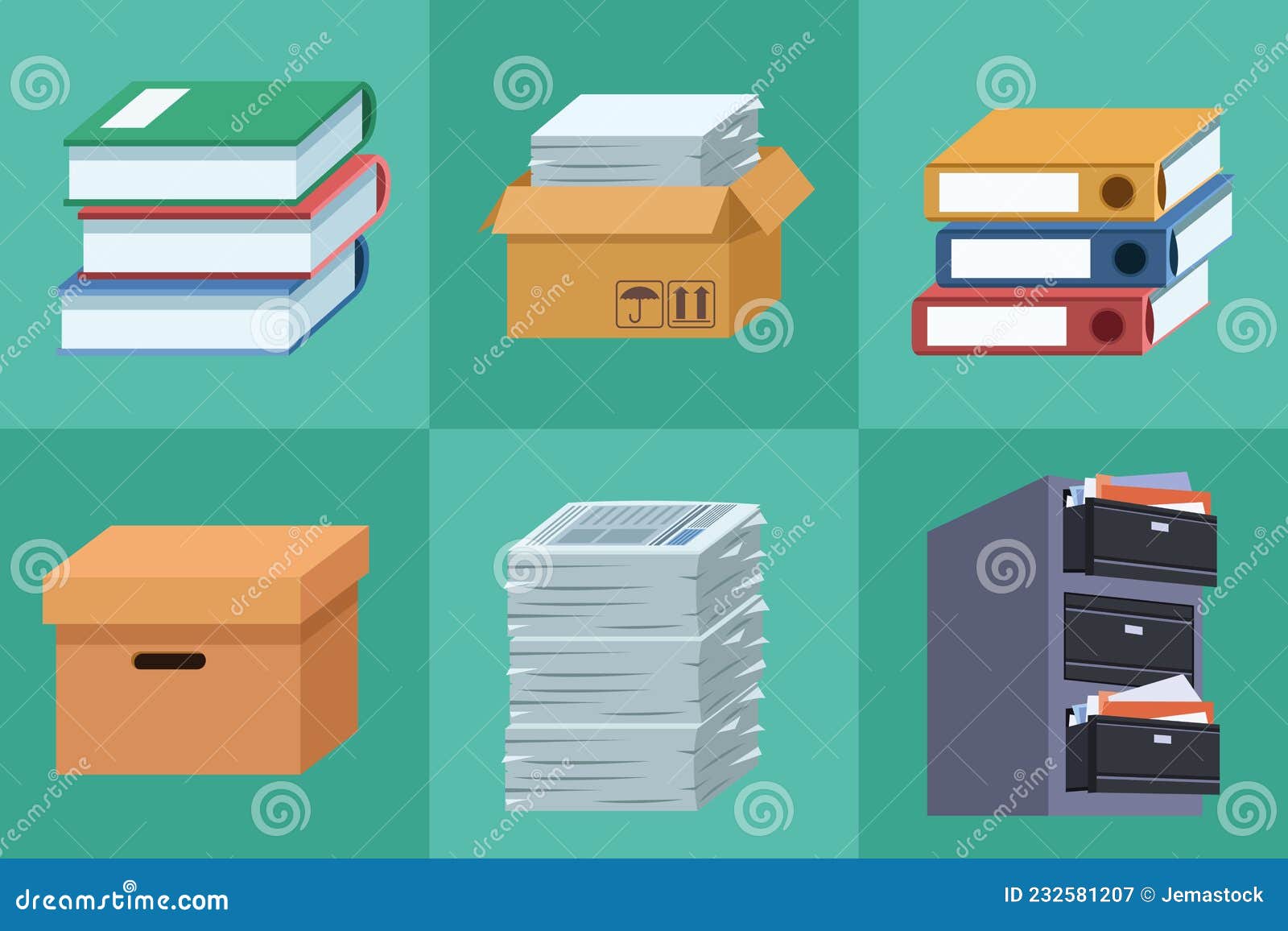 Office Paperwork Deadline Cartoon Poster Vector Illustration ...