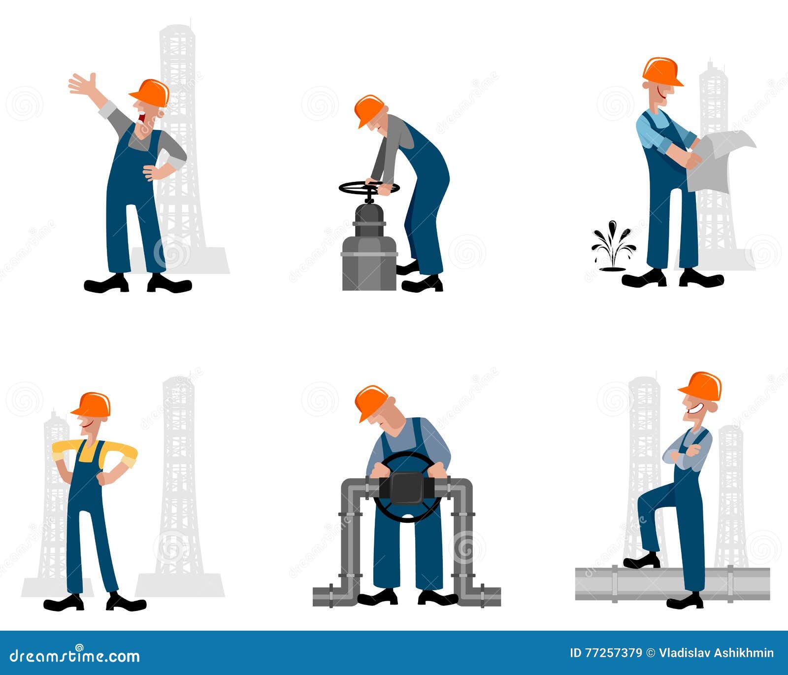 Six oilman set stock vector. Illustration of tank, industry - 77257379