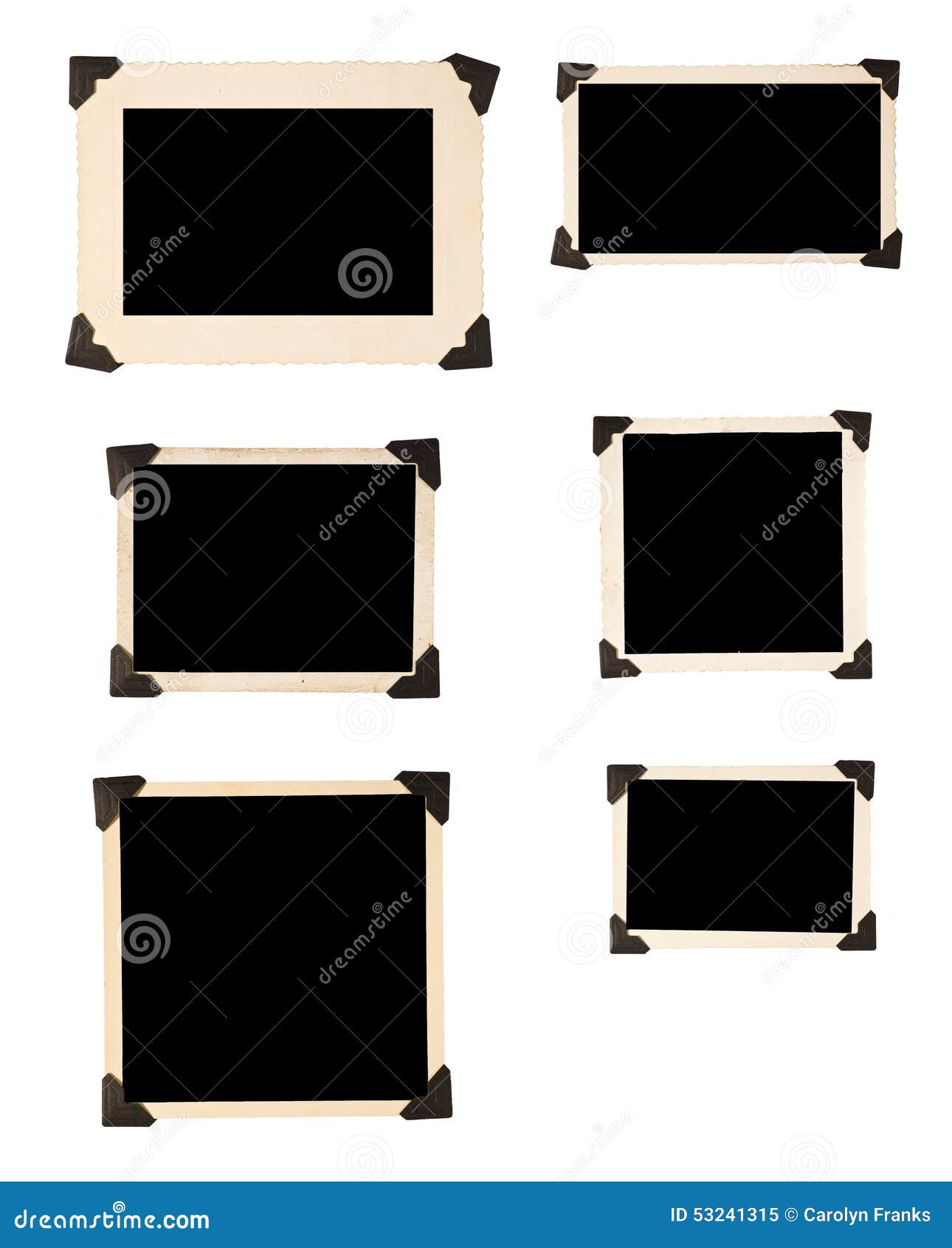 Six Old Photo Frames Black Corners 2 Stock Photos - Free & Royalty-Free ...