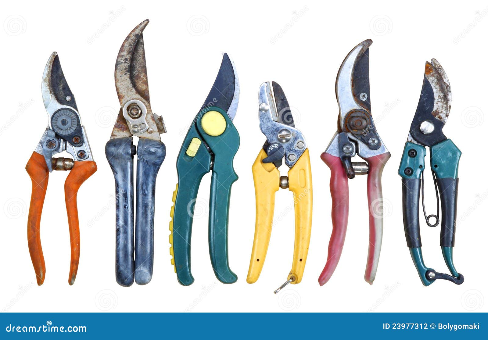 Six old Secateurs stock photo. Image of bought, leaf - 23977312