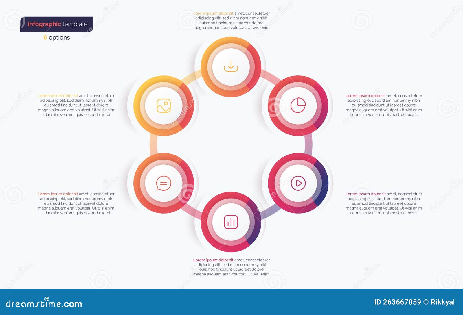 Six Option Circle Infographic Design Template. Vector Illustration Stock Vector - Illustration ...