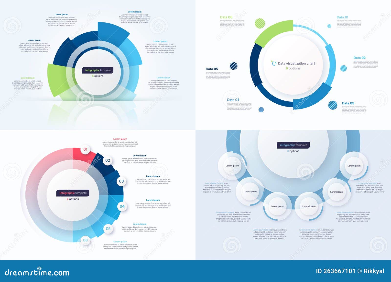 Six Option Circle Infographic Design Templates. Vector Illustration ...