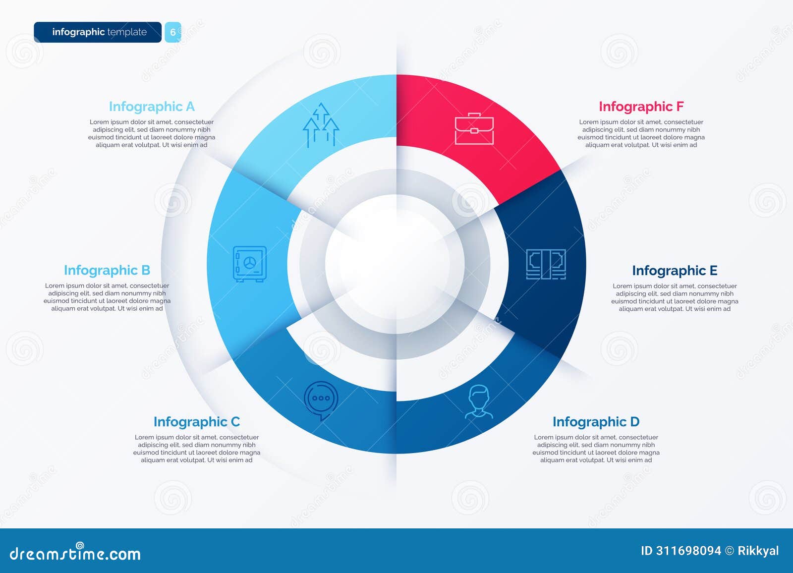 Six Option Cycle Infographic Chart. Vector Illustration Stock Vector ...