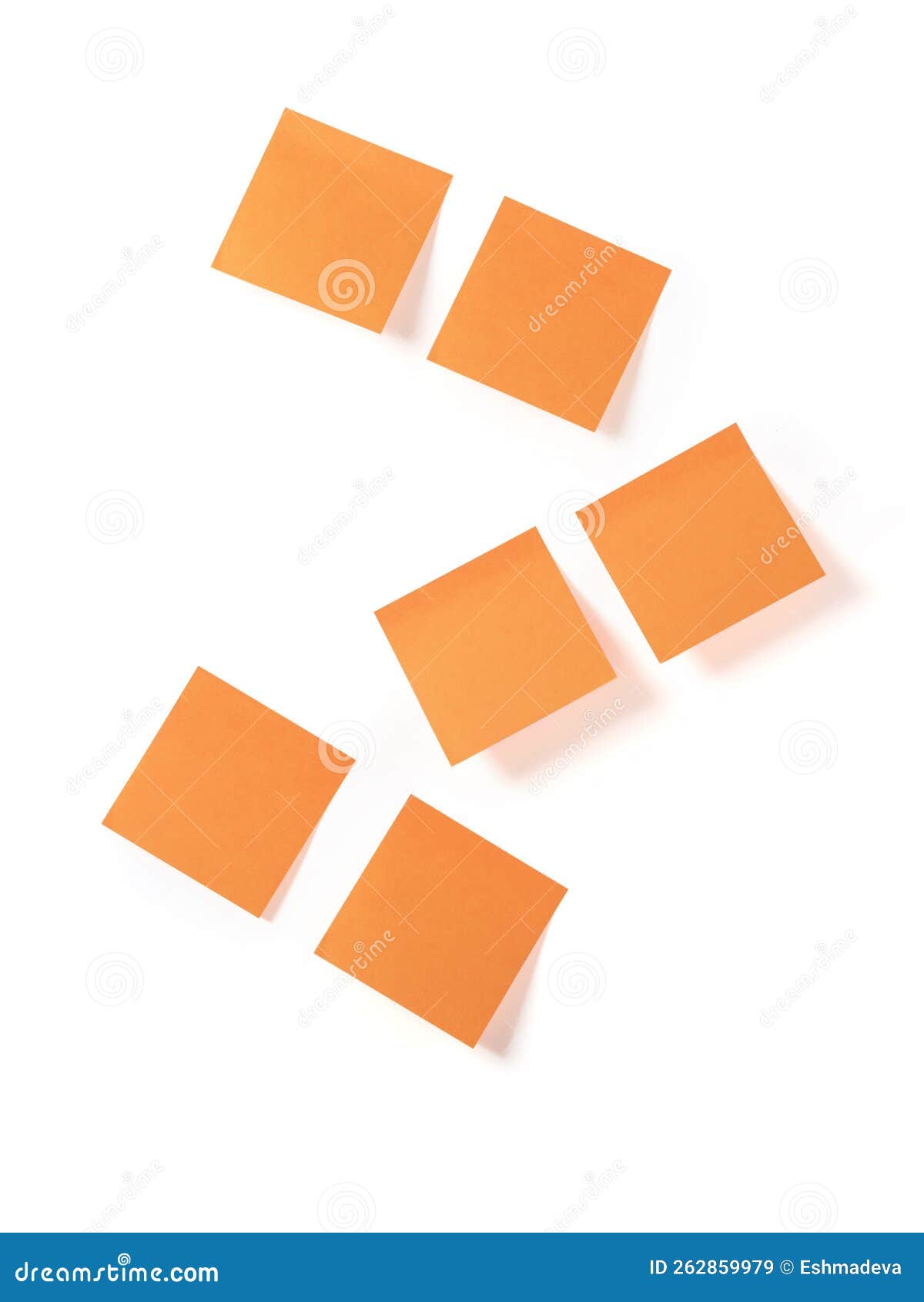Six Orange Square Sticky Note Papers Isolated with Clipping Path Stock ...