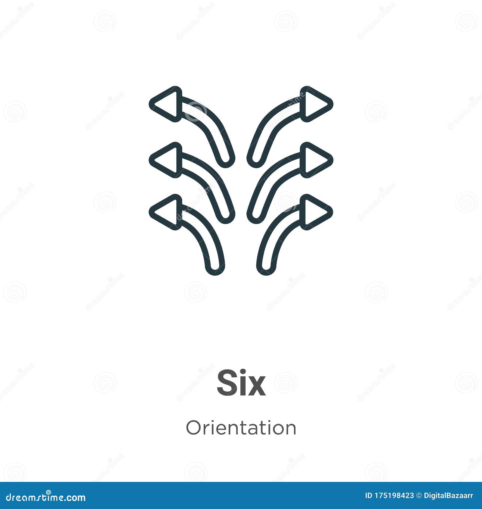 Six Outline Vector Icon. Thin Line Black Six Icon, Flat Vector Simple ...