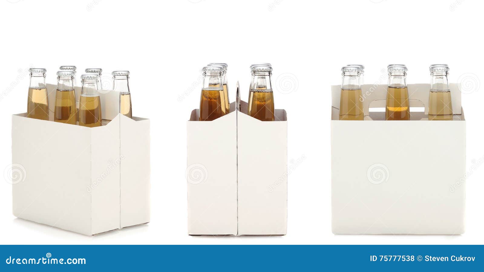 Six Pack of Clear Beer Bottles Stock Photo - Image of translucent ...