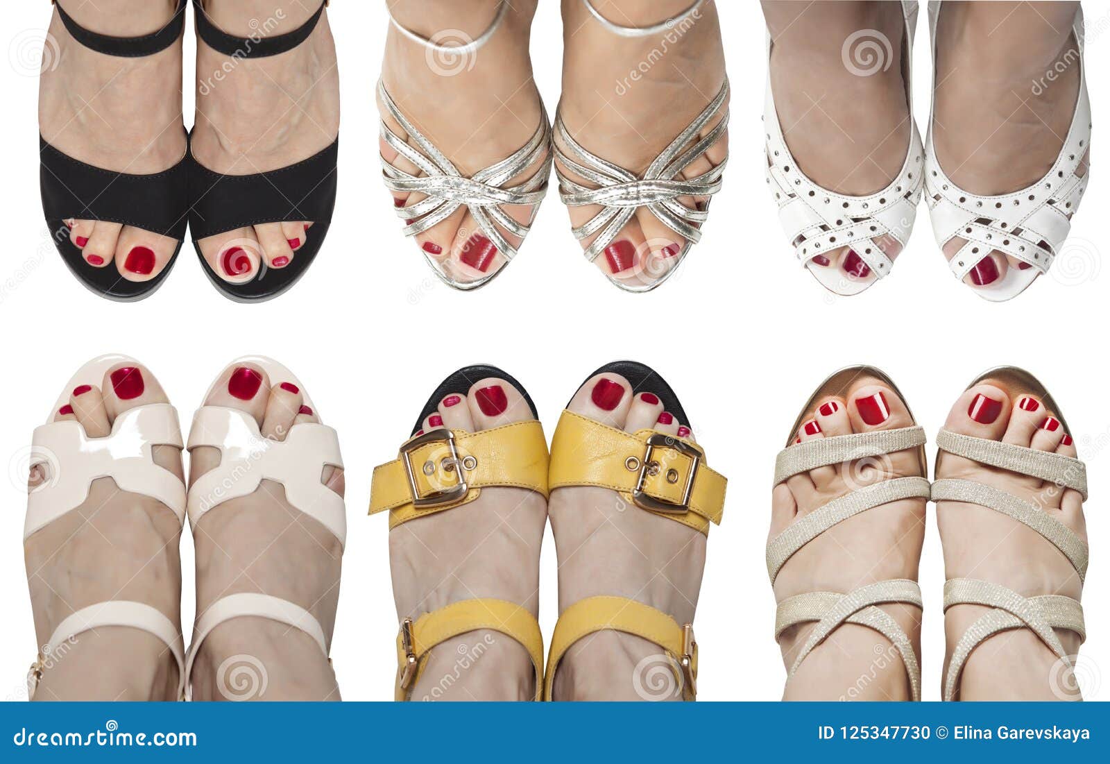 Six Pairs of Feet in Sandals. Stock Photo - Image of pairs, pieces ...