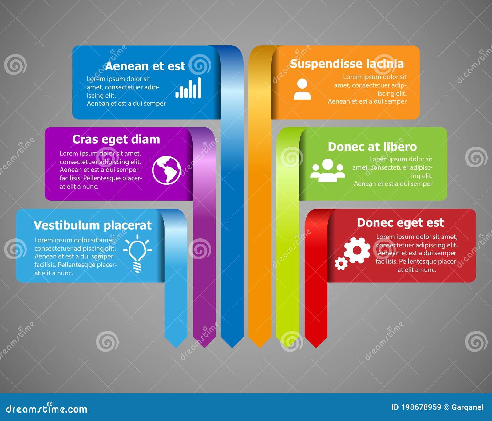 Six Part Infographic Template with Place for Your Content Stock Vector ...