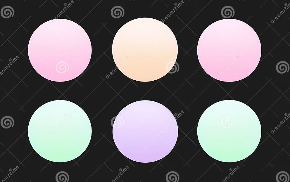 Six Pastel-colored Circles Arranged in a Grid Against a Dark Background ...