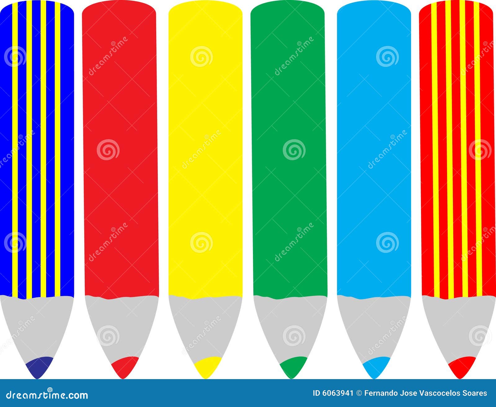 Six pencils stock vector. Illustration of icon, single - 6063941