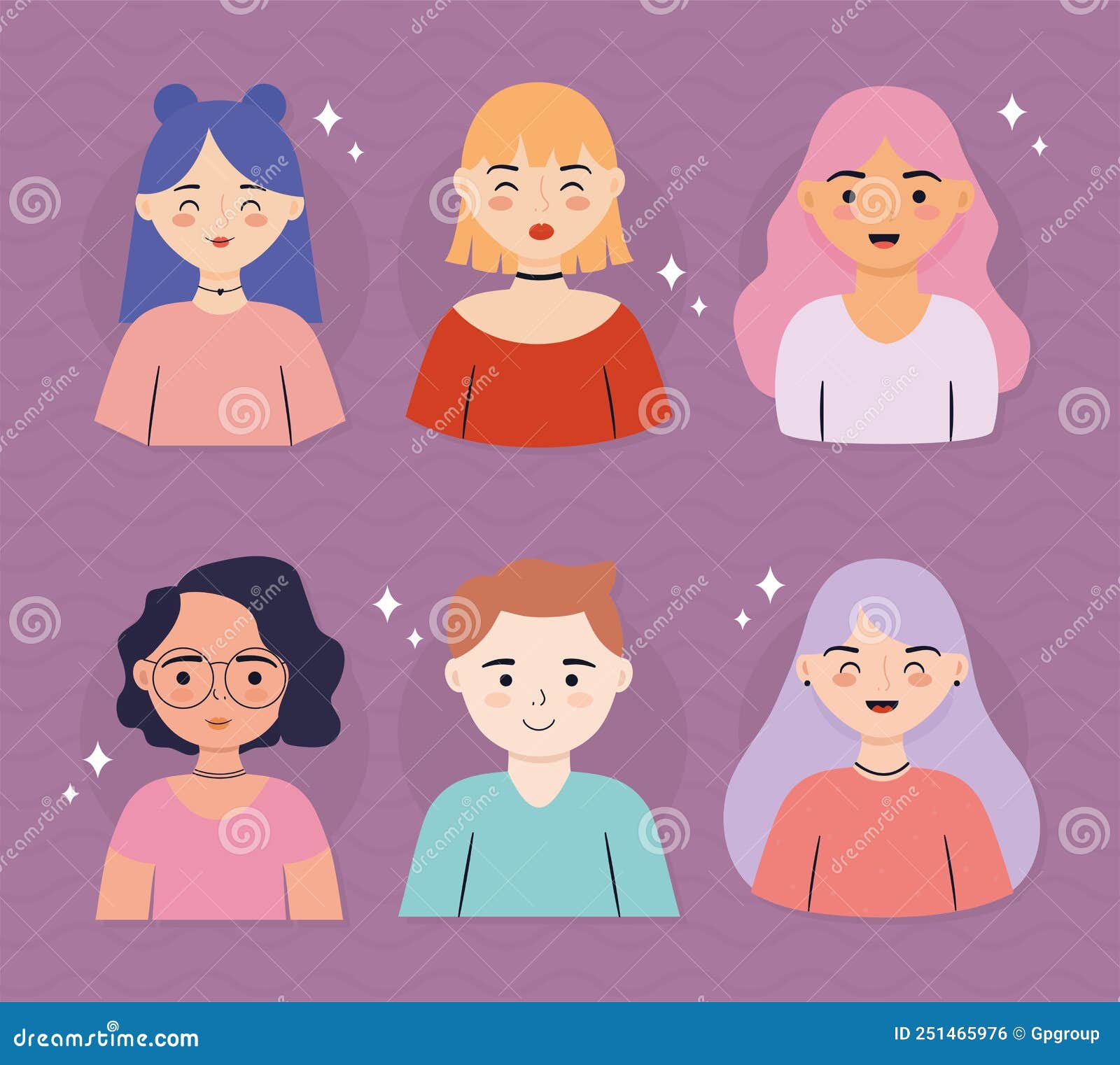 Six people group stock vector. Illustration of multiracial - 251465976
