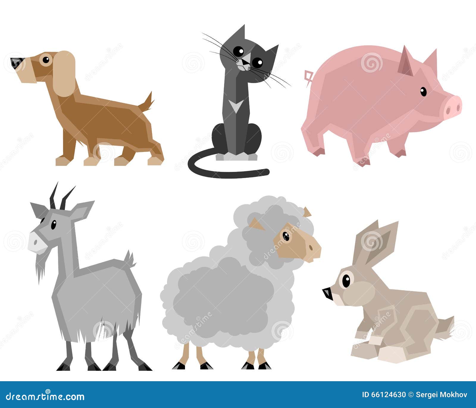 Six pets set stock vector. Illustration of characters - 66124630