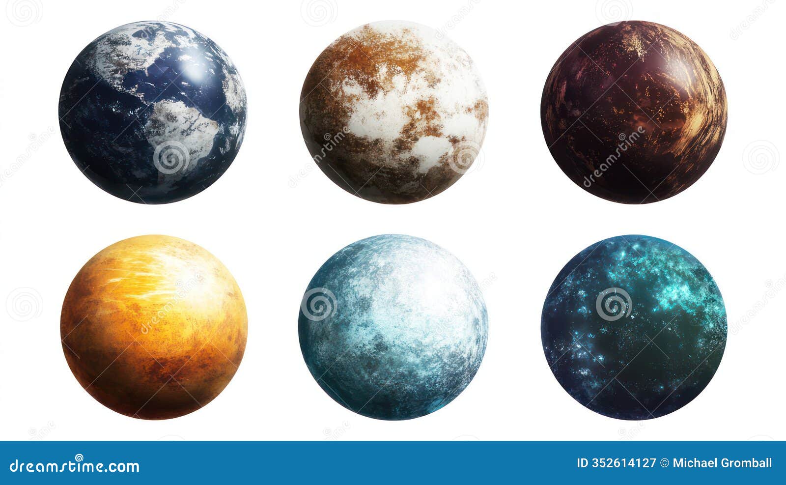 Six Planets Isolated on White Created with Generative AI. Lots of ...