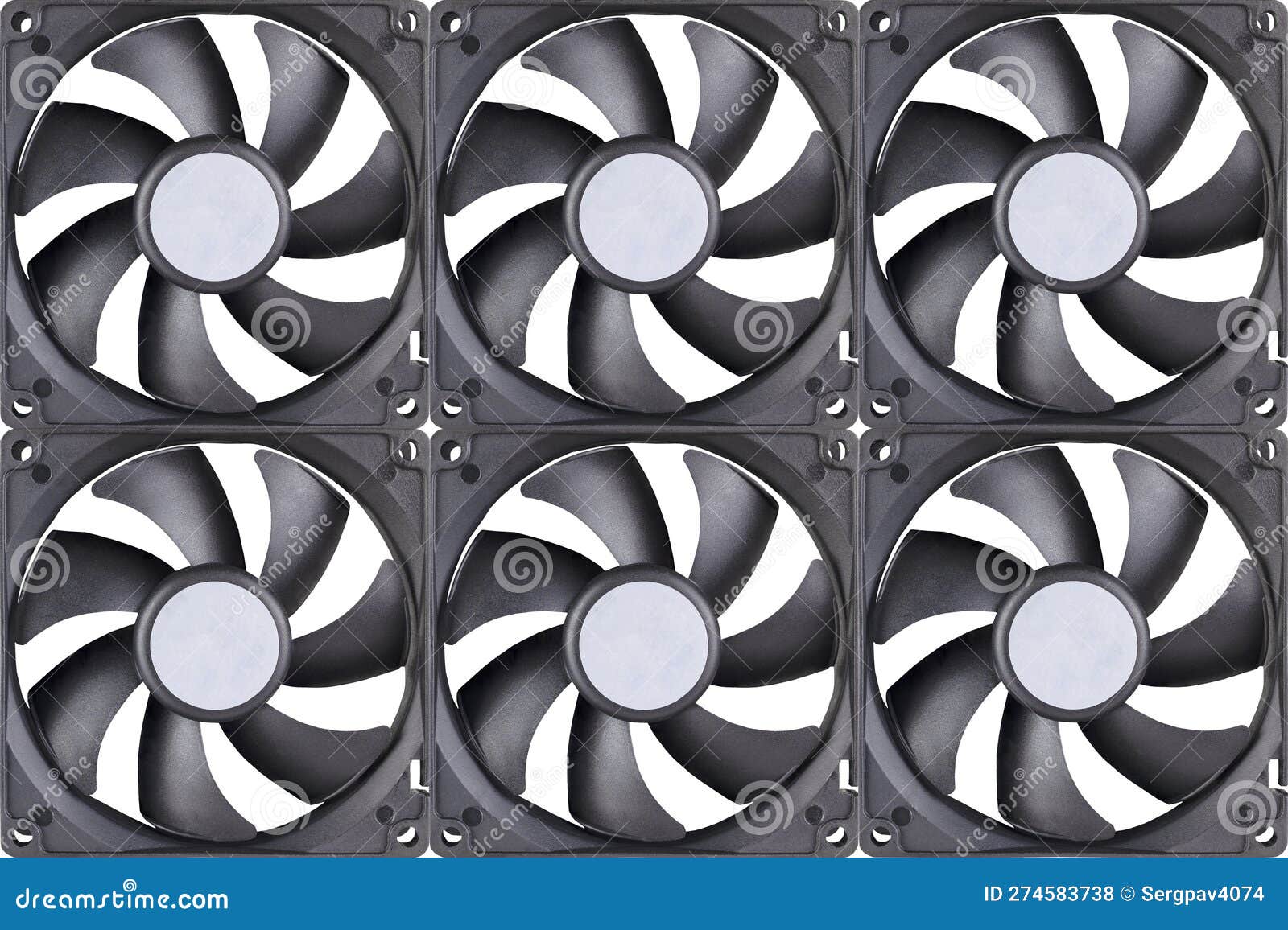 Six Plastic Black Computer Fans Stock Photo - Image of power ...