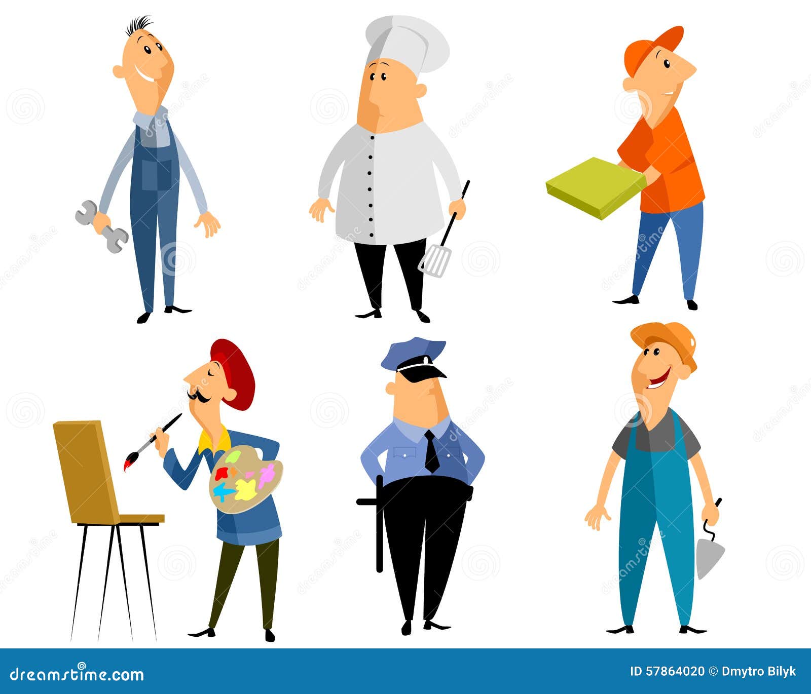 Six profession people stock vector. Illustration of rubber - 57864020