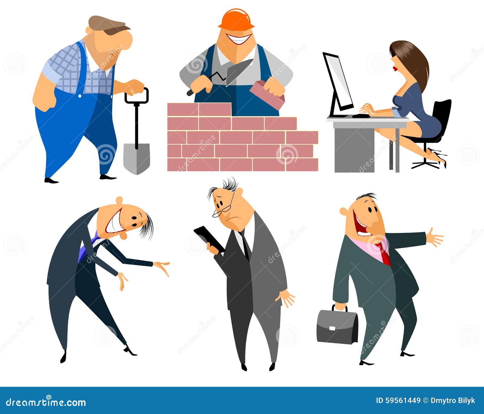 Six profession people stock vector. Illustration of characters - 59561449
