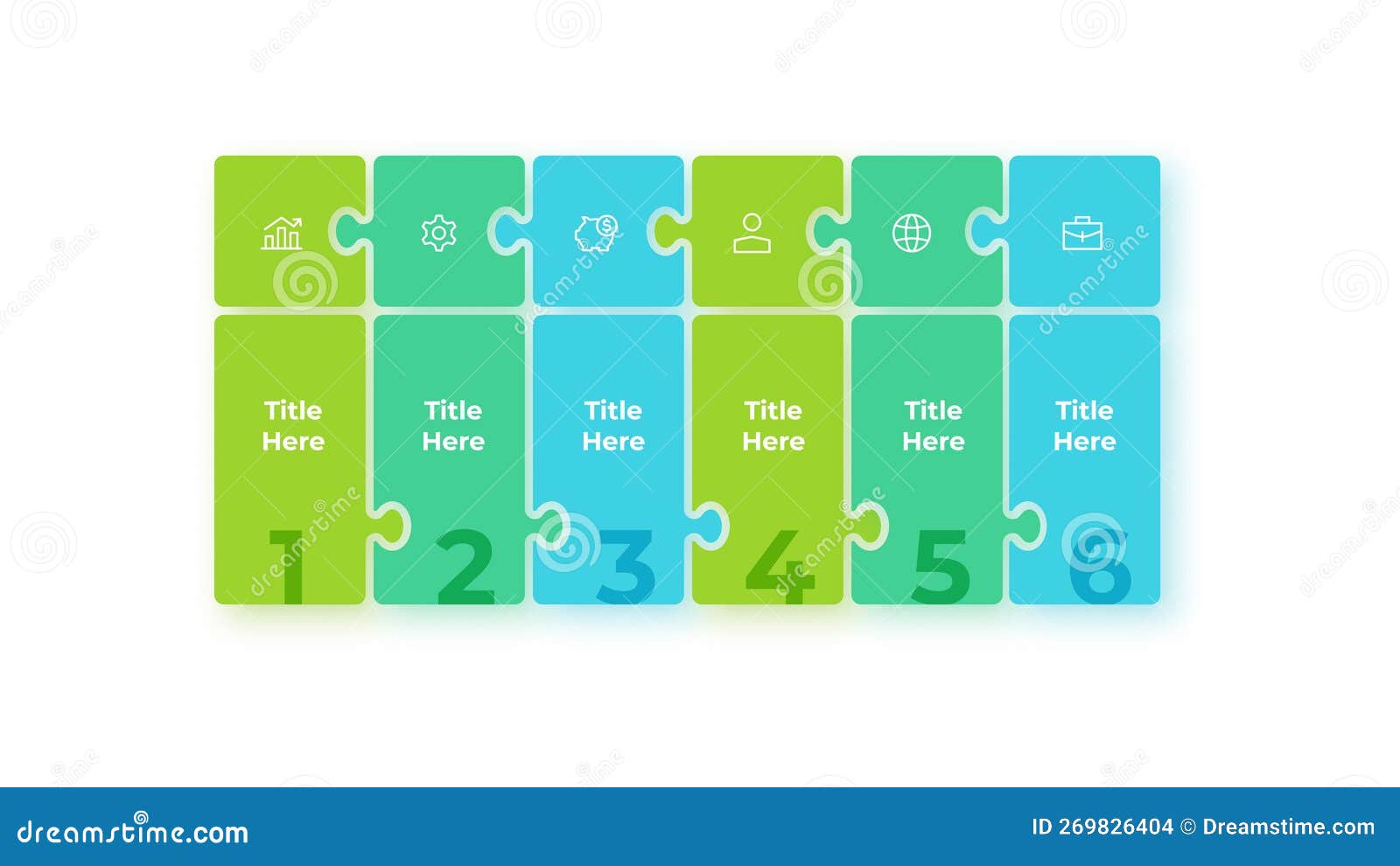 Six Puzzles Arranged in a Row. Infographic Elements Stock Vector ...