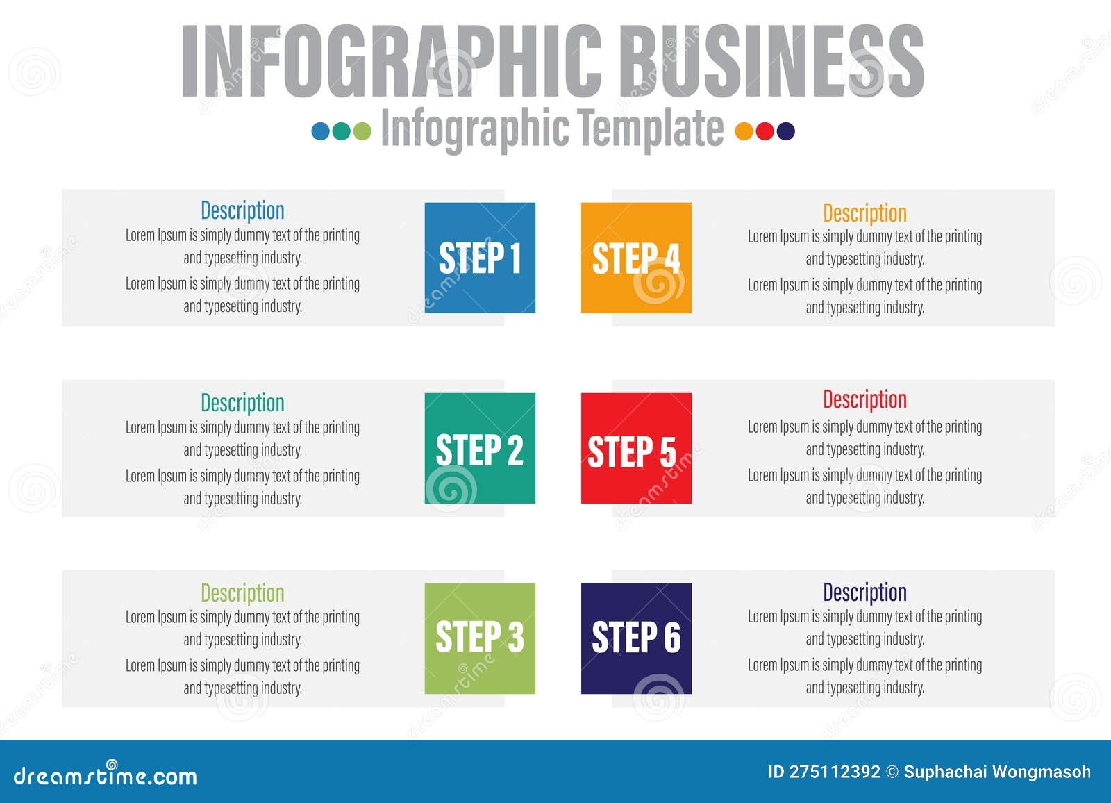 Six Rectangle Timeline Steps Or Option Workflow Infographic Plan ...