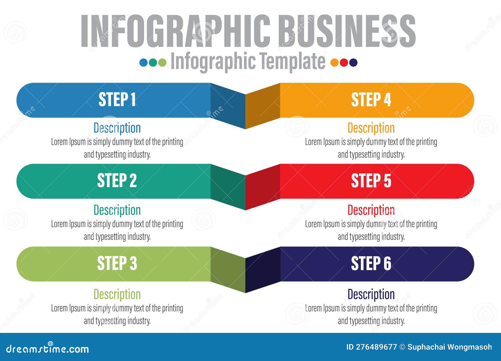 Six Rectangle Timeline Steps Or Option Workflow Infographic Plan ...