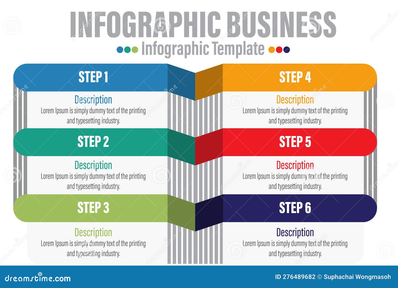 Six Rectangle Timeline Steps or Option Workflow Infographic Plan ...
