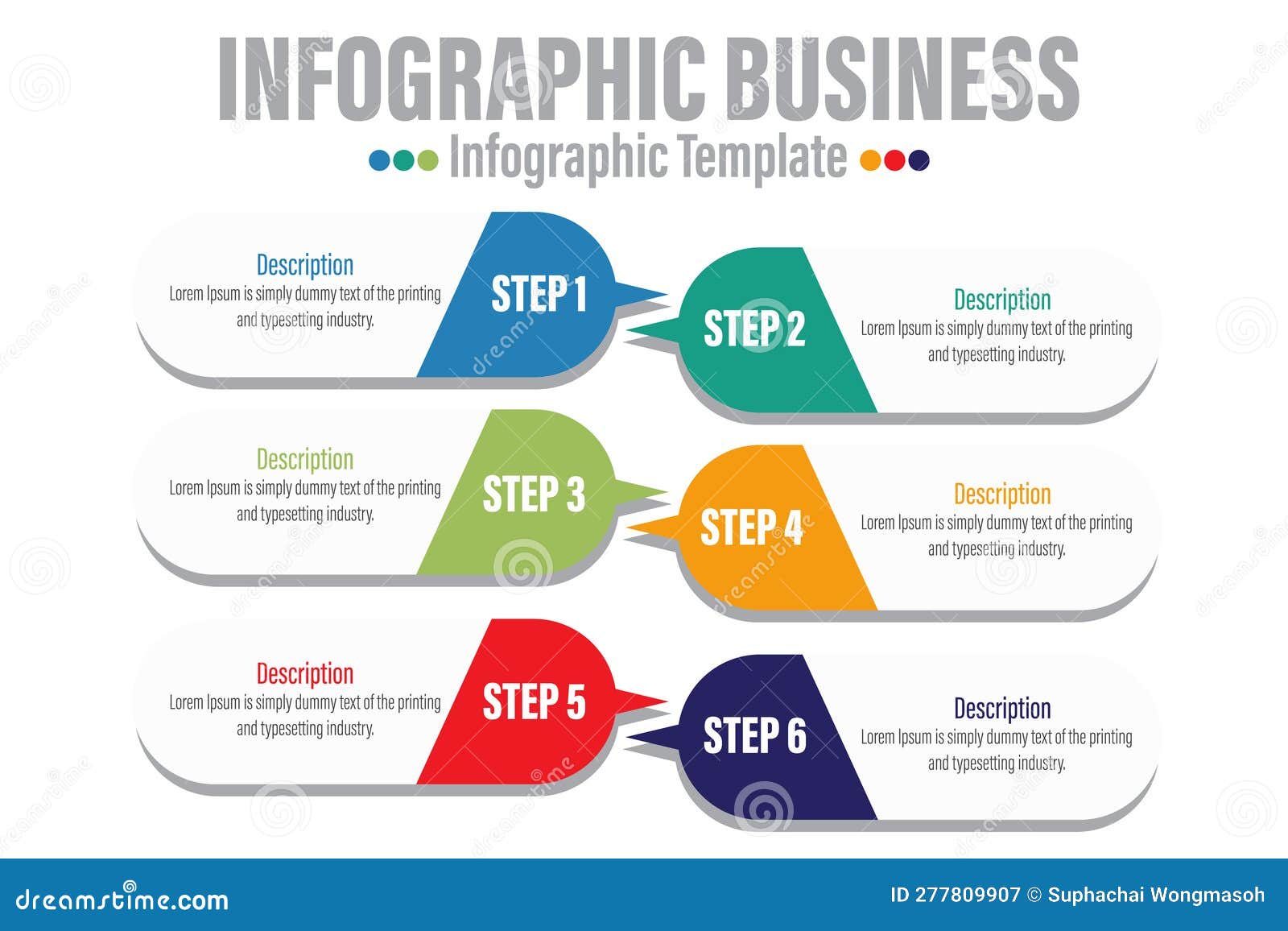 Six Rectangle Timeline Steps Or Option Workflow Infographic Plan ...