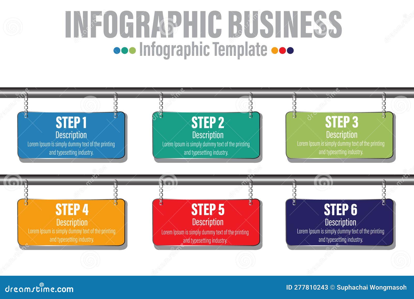 Six Rectangle Timeline Steps or Option Workflow Infographic Plan ...